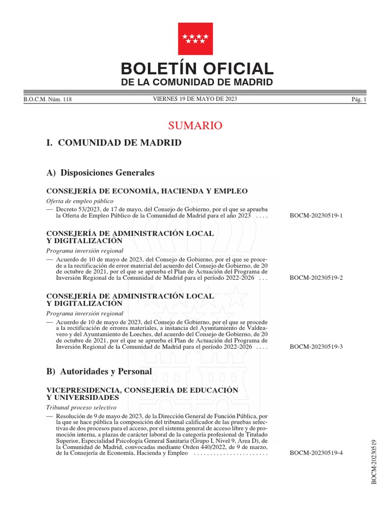 Bocm 20230519118 | PDF | Madrid