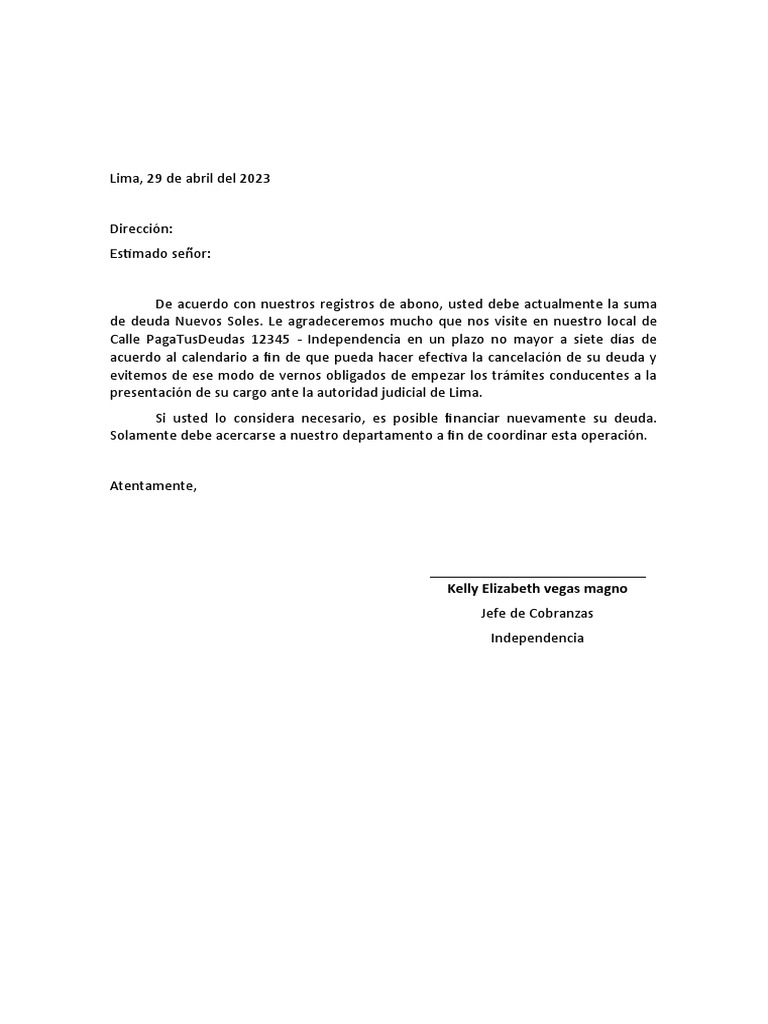 Aviso de Deuda y Opciones de Pago | PDF | Lima