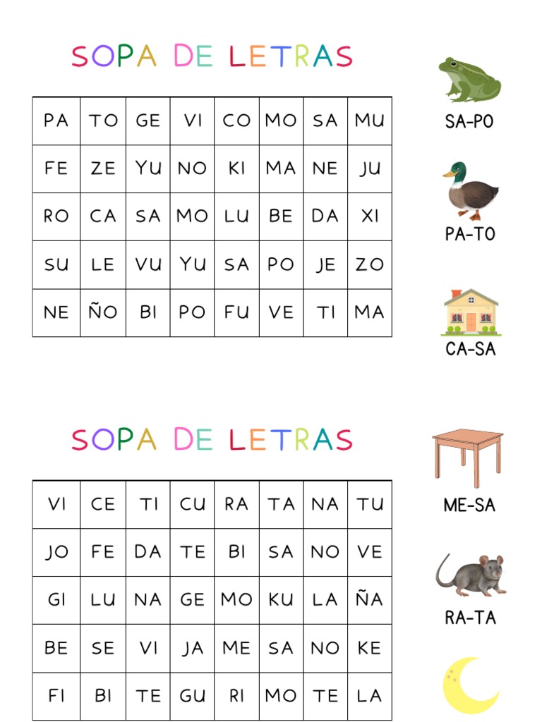 Sopa de Letras Silábica | PDF