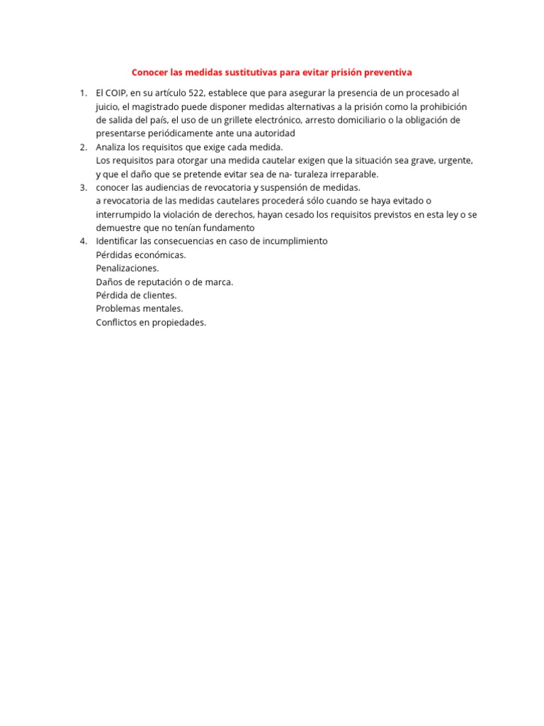 Conocer Las Medidas Sustitutivas para Evitar Prisión Preventiva Hoy | PDF | Derecho