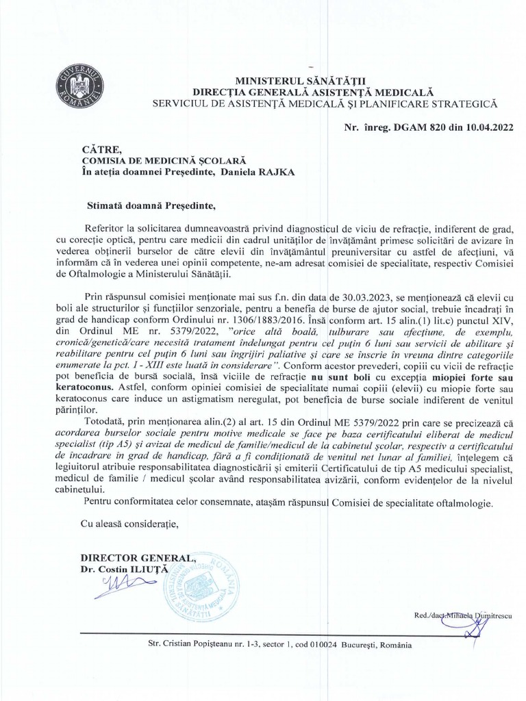 Adresă Ministerul Sănătății | PDF