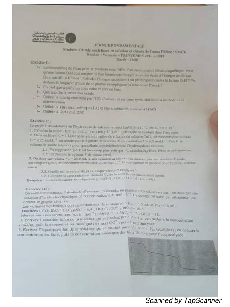 Examen Chimie de L'eau-1 | PDF