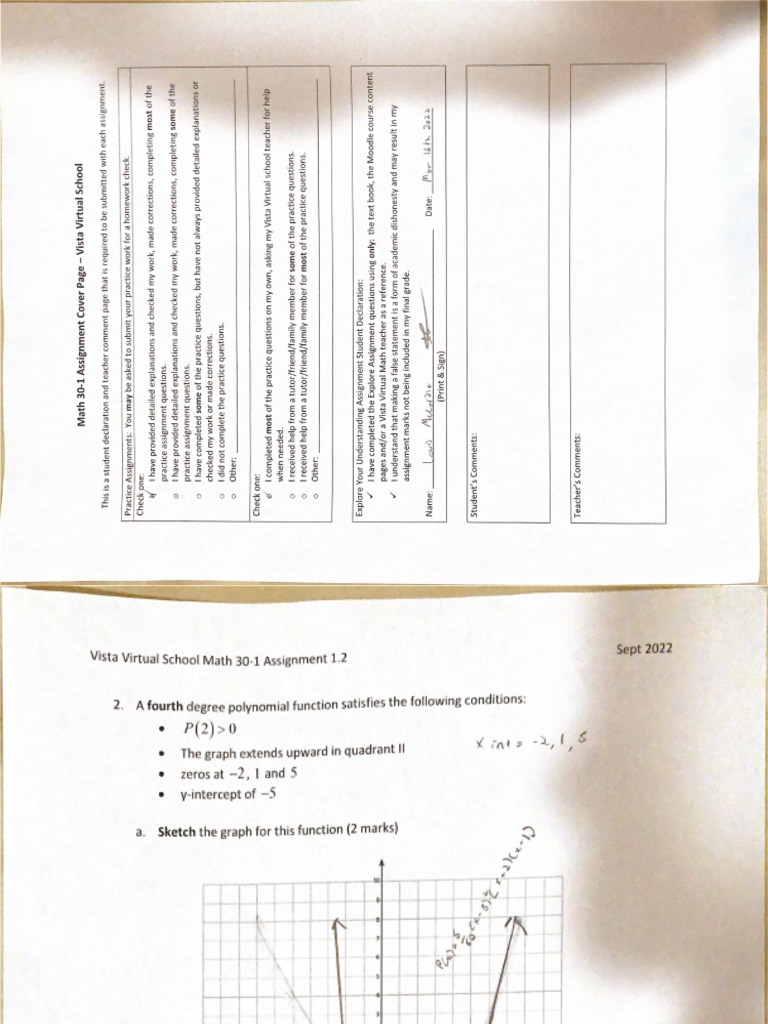 1.2 Louismccardle Math 30-1 Assingment | PDF