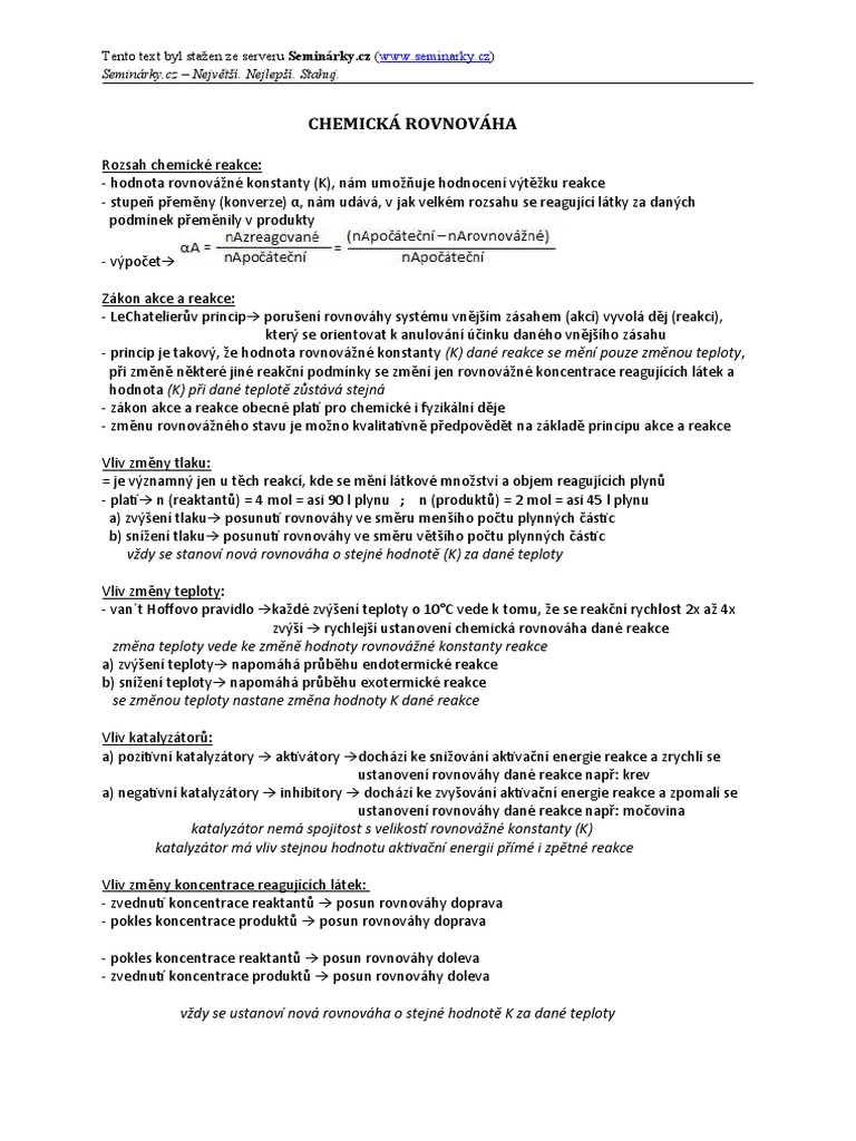 Chemicka Rovnovaha | PDF