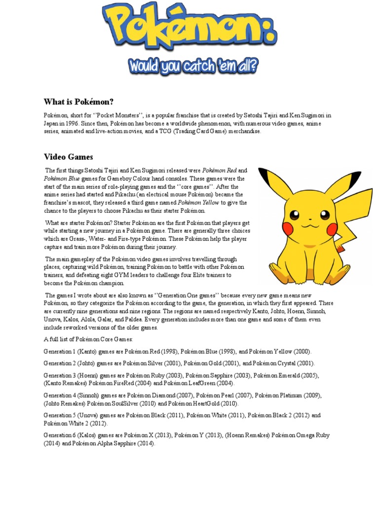 Overview of the Pokémon Franchise | PDF | Pokémon | Nintendo Franchises