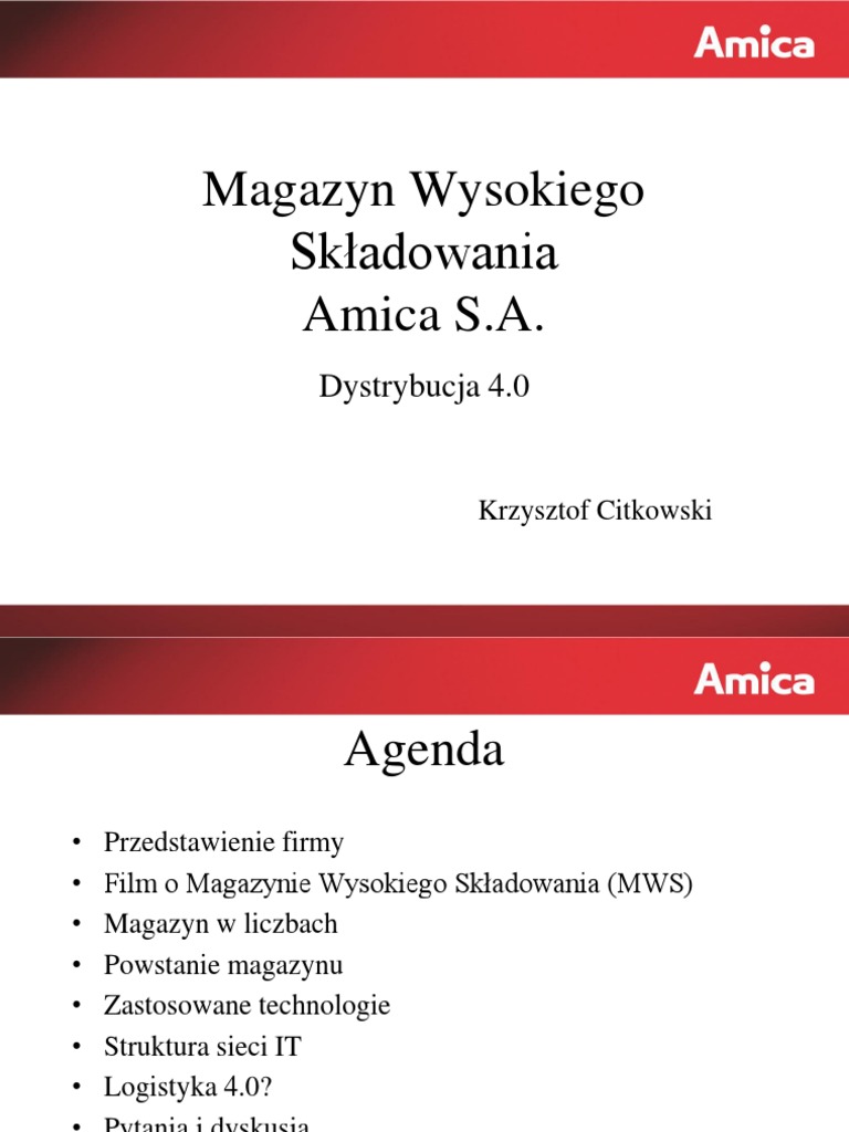 Automatyczny Magazyn - Dystrybucja 4.0 Na Przykładzie Firmy Amica | PDF