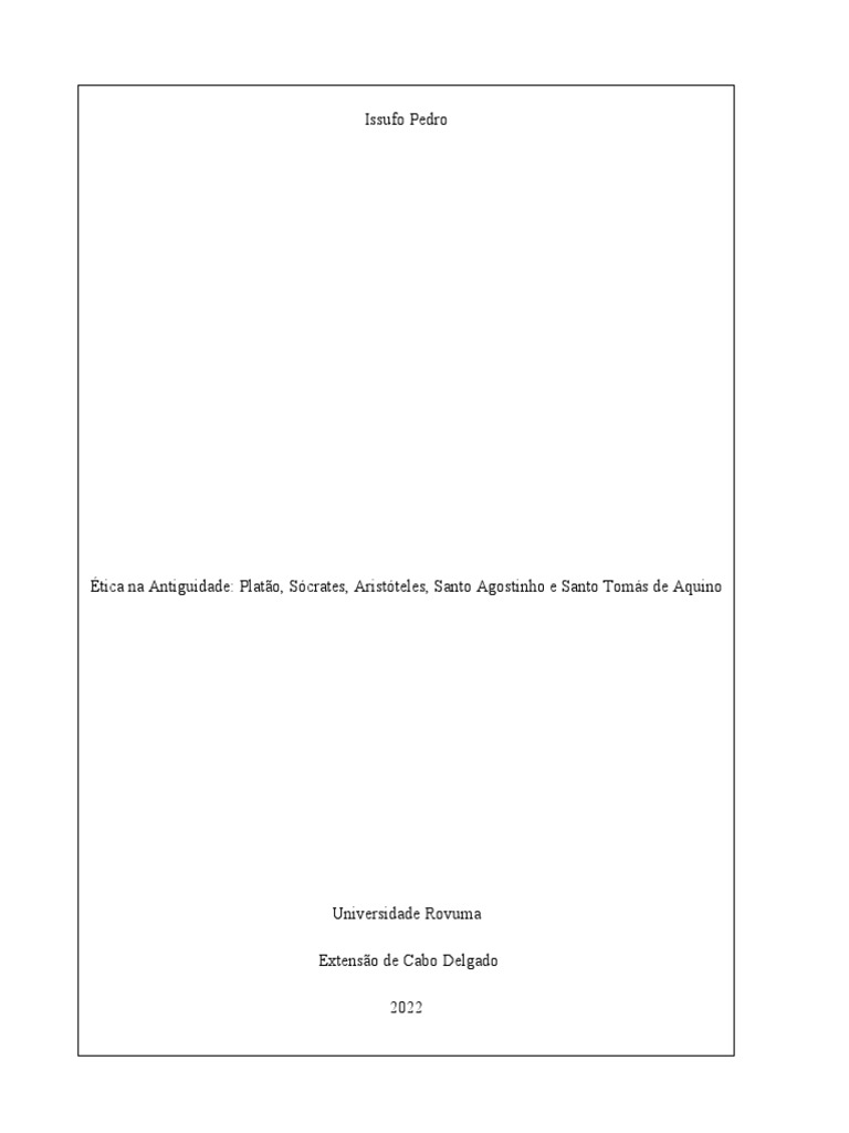 Trabalho de Etica Na Antiguidade Issufo | PDF
