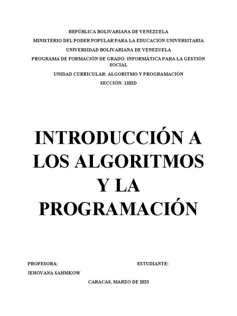 Tema I Introducción A Los Algoritmos y La Programación | PDF | Programación de computadoras ...