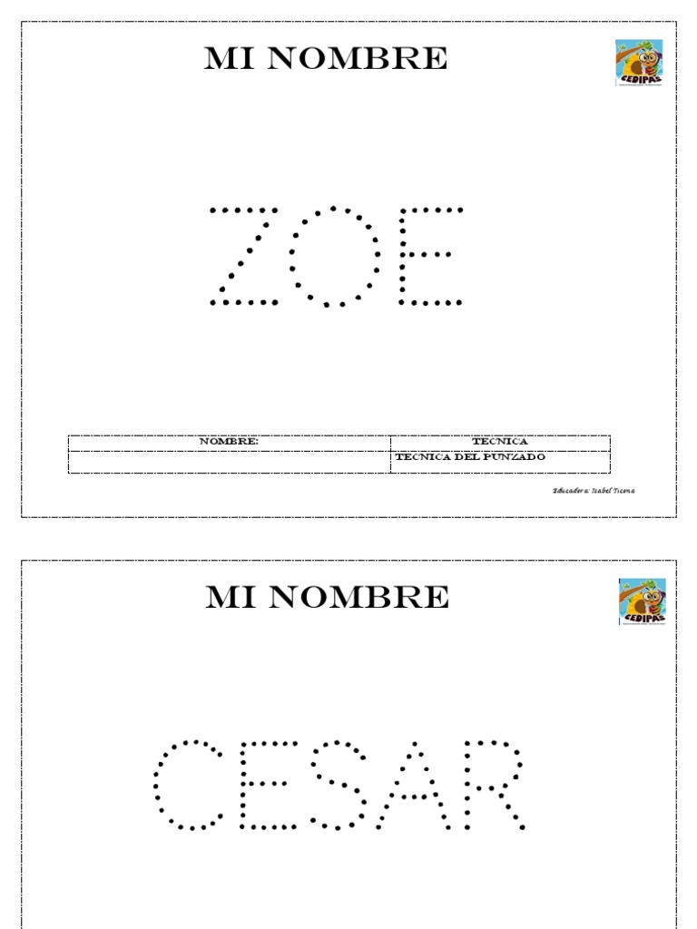 Nombre Con Letras Punteados | PDF | Artes del lenguaje y disciplina ...