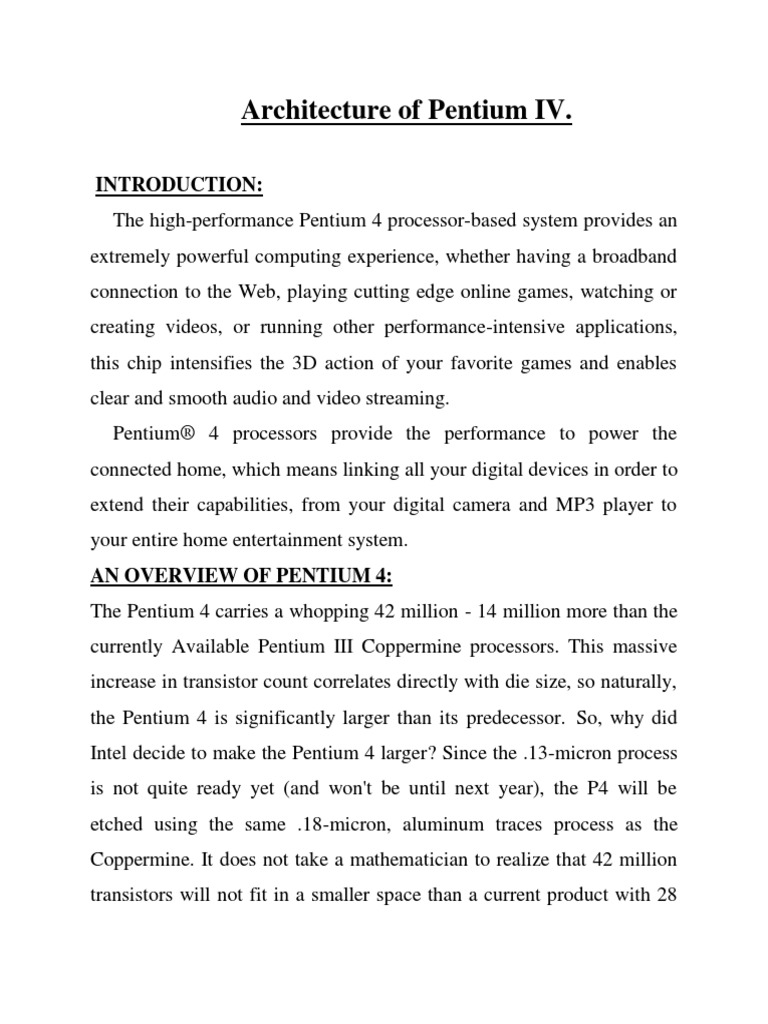 Intel Pentium 4 Processor | PDF | Central Processing Unit | Cpu Cache