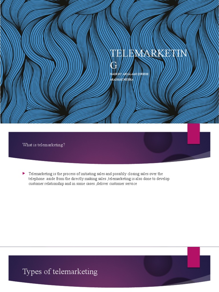 Telemarketing PPT Made by Arsalan and Aradhak | PDF | Sales | Marketing
