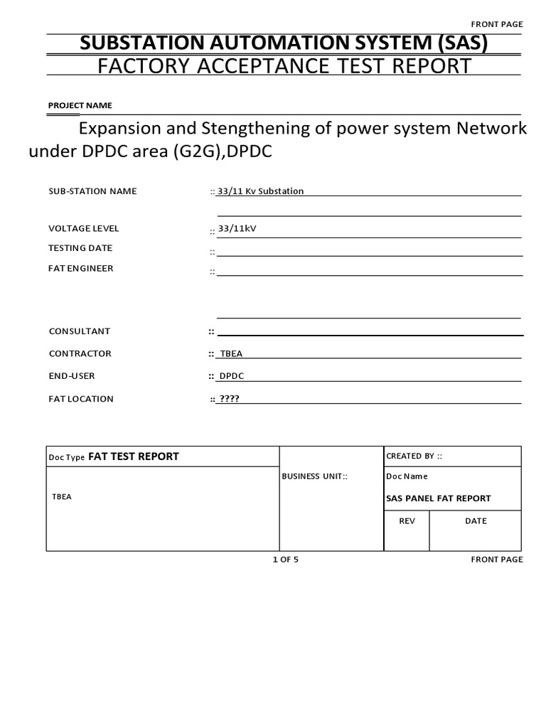 6.1sas Fat Report Gd12 | PDF | Electrical Substation | Electrical ...