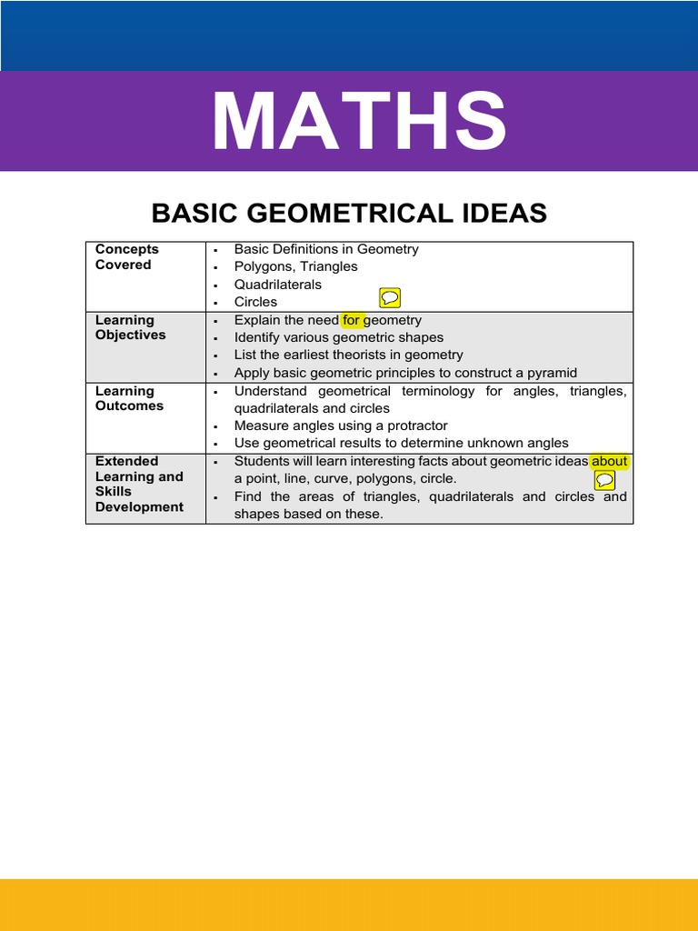 6th - Maths - Basic Geometrical Ideas | PDF | Circle | Line (Geometry)