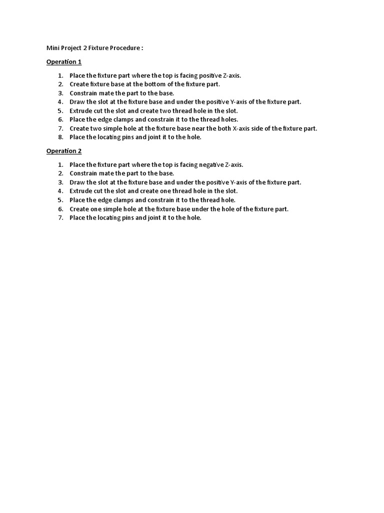 Mini Project 2 Fixture Procedure | PDF