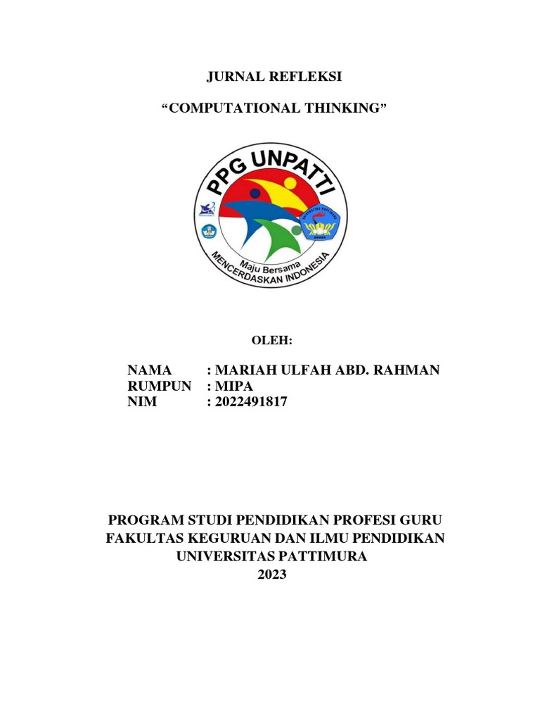Jurnal Refleksi Computational Thinking (Mariah Ulfah Abd. Rahman) | PDF Jurnal Refleksi Computational Thinking (Mariah Ulfah Abd. Rahman) | PDF