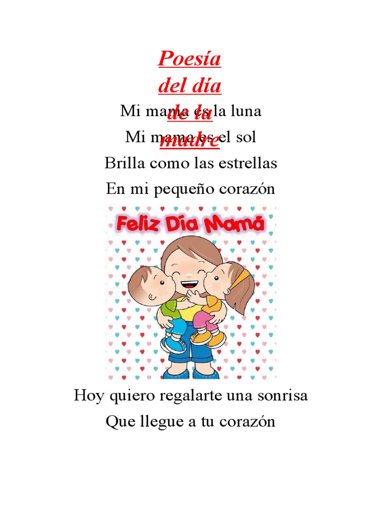 Poesía Del Día de La Madre: Mi Mama Es La Luna Mi Mama Es El Sol Brilla ...