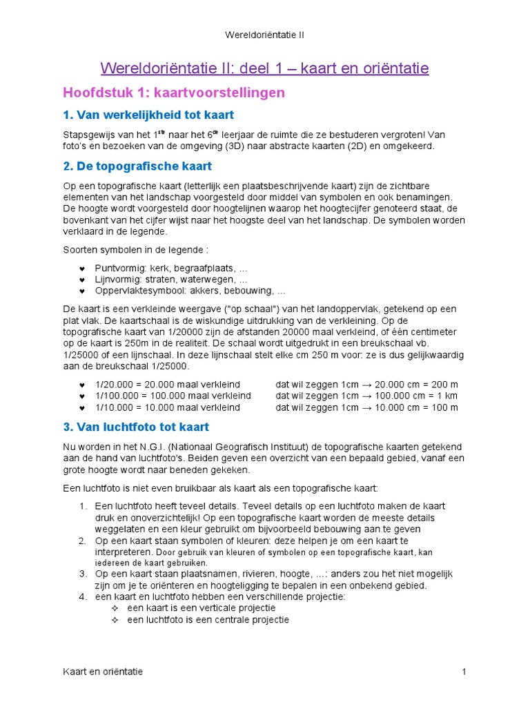 Wereldoriëntatie II Deel 1 - Kaart en Oriëntatie | PDF