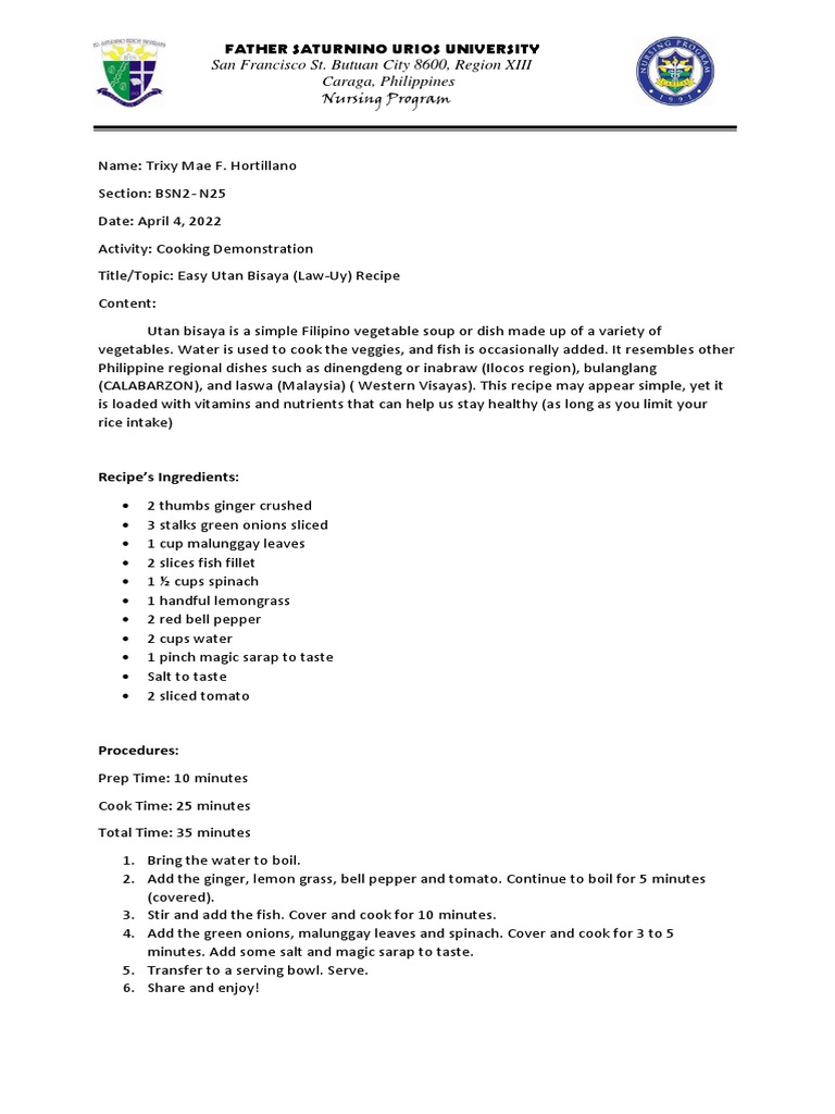 Easy Utan Bisaya Recipe Guide | PDF | Heart | Blood Pressure