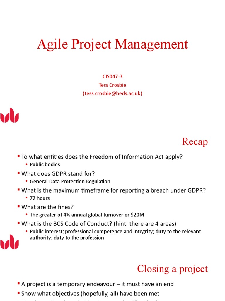 Lecture 10 Closing Projects | PDF