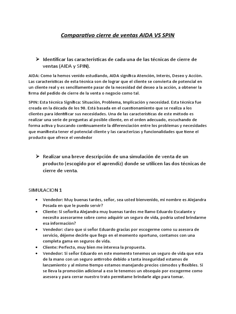Comparativo Aida Vs Spin | PDF | Cliente | Business