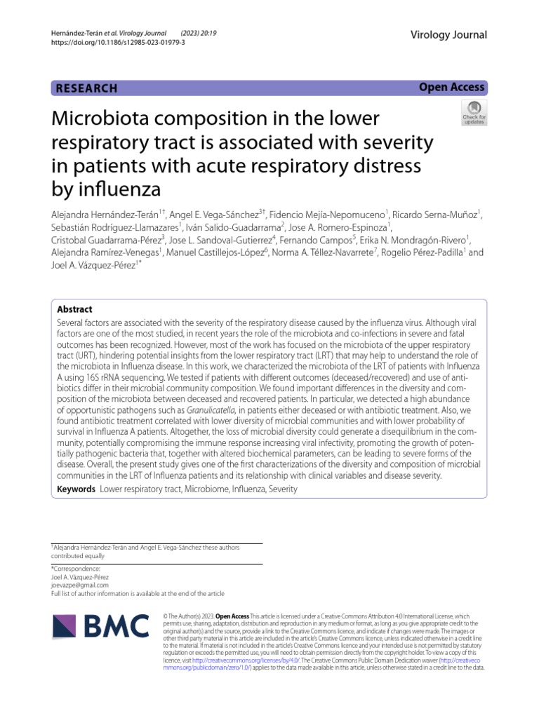 Microbiota Composition in The Lower Respiratory Tract Is Associated ...
