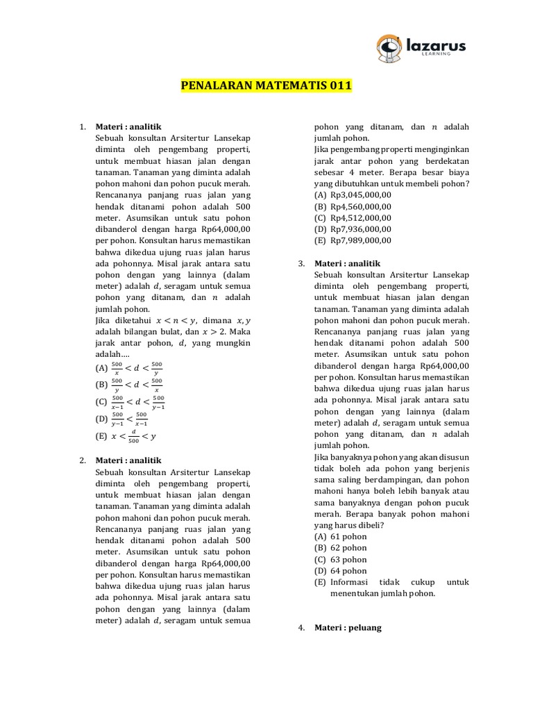 (SNBT-PM) Paket Soal 015 | PDF