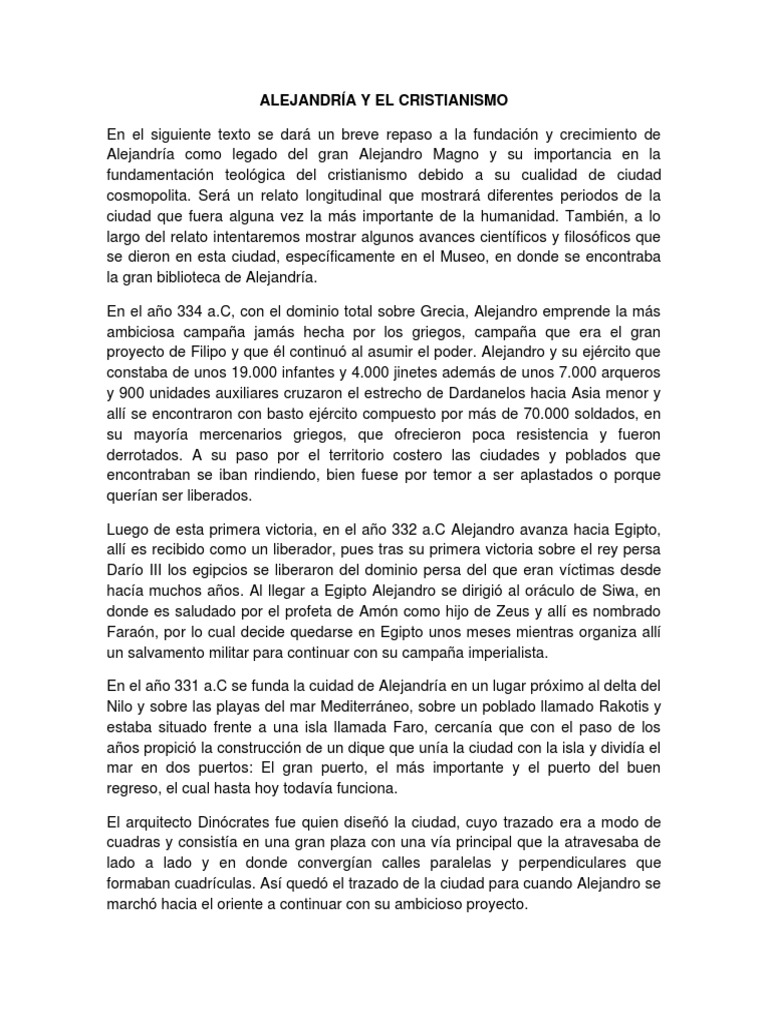 Alejandría y El Cristianismo | PDF | Alejandria | Alejandro el Grande