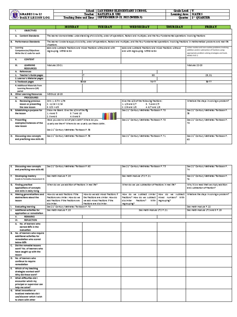 Q1 W5 Math 5 Pdf Learning Mathematics