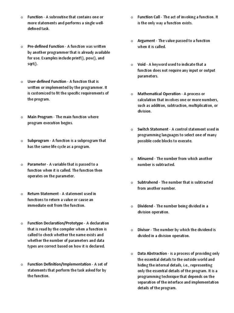 Definition Of Terms Pdf Pointer Computer Programming Parameter Computer Programming