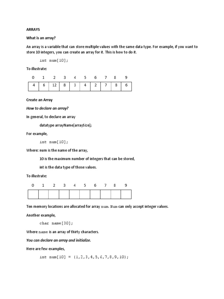 6 Arrays. | PDF | Integer (Computer Science) | Data Type 6 Arrays. | PDF | Integer (Computer Science) | Data Type