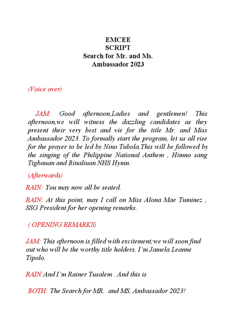 Pageant Script | PDF