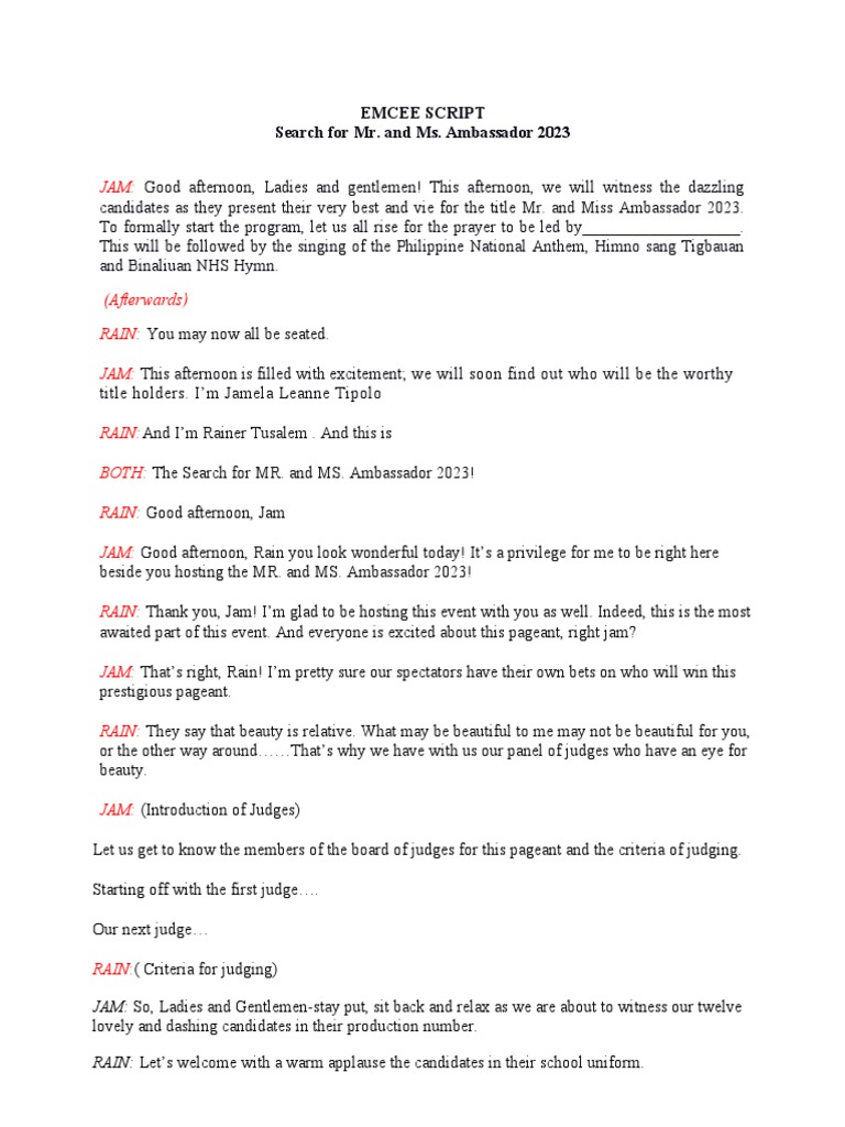 Pageant Script | PDF