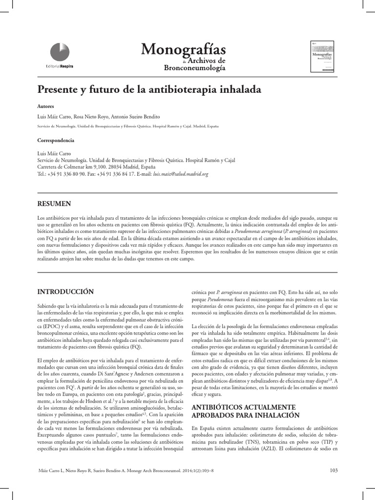 Antibiotico Inhalado | PDF | Pseudomonas Aeruginosa | Neumología