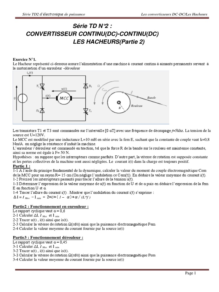 TD2 Chapitre 3 Convertisseur DC DC Hacheurs Por Étudiants | PDF | Puissance (physique ...