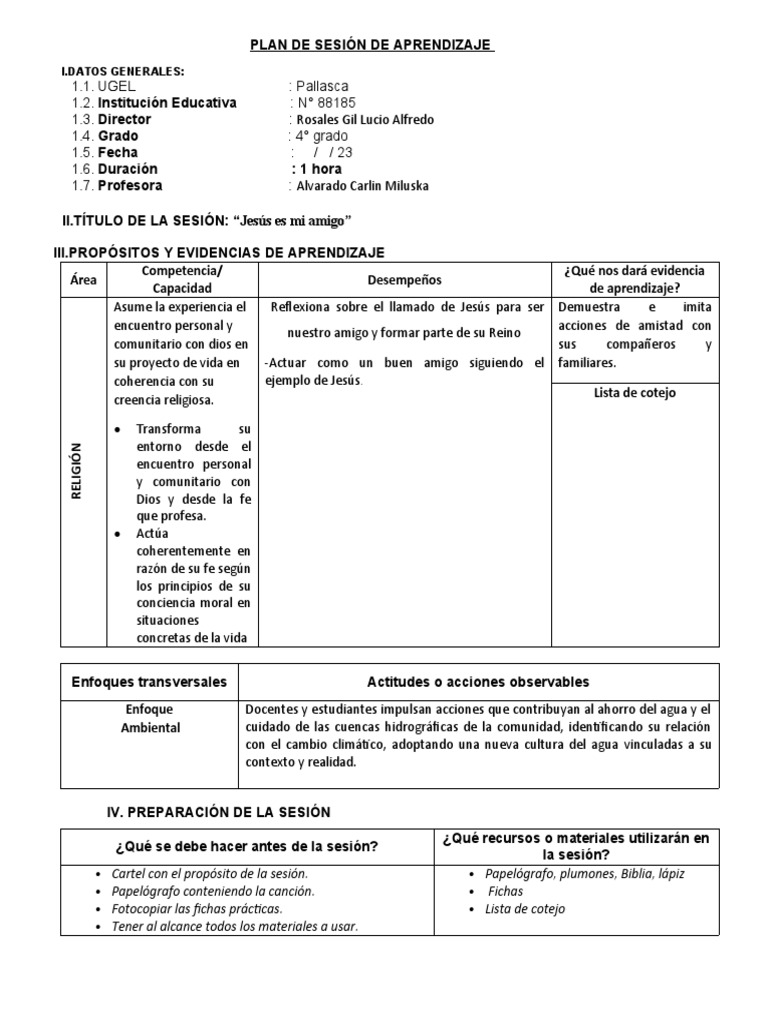 3act Sem1 Exp 3 Religion 4togrado | PDF | Jesús | Aprendizaje