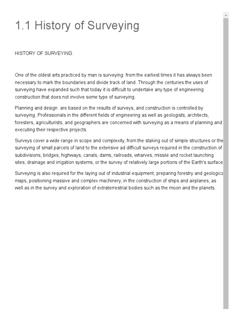 1.1 History of Surveying - SURV 002F1 ARCH22S3 Surveying | PDF | Science & Mathematics