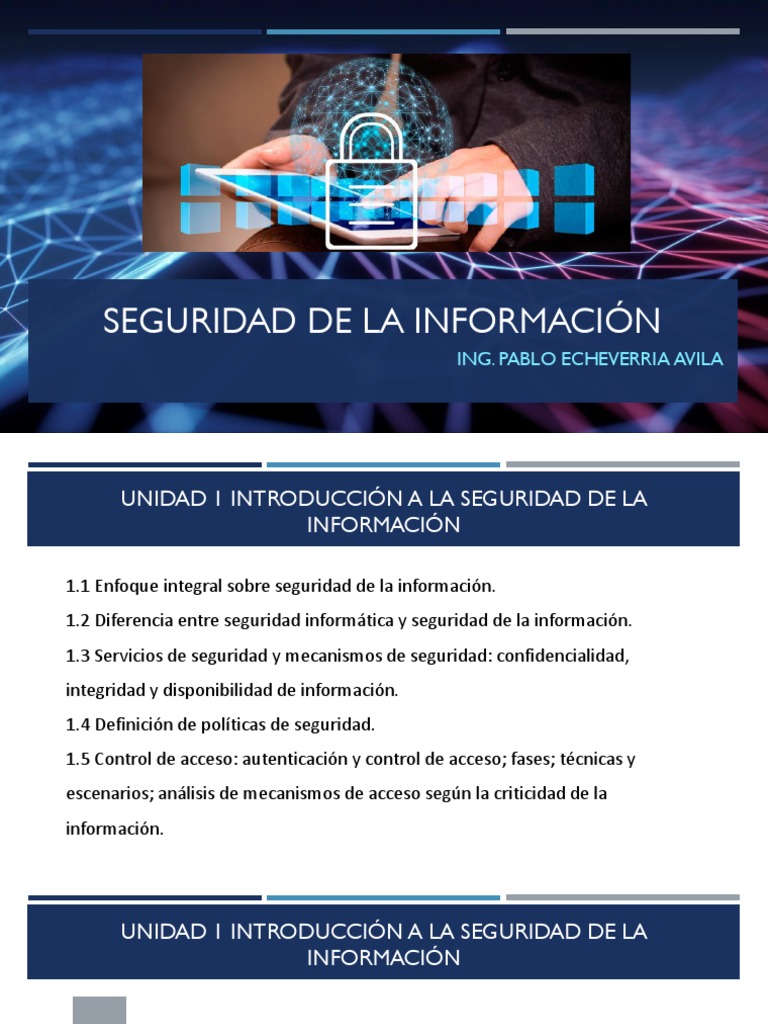Unidad 1 Introduccion A La Seguridad de La Información-Ciberseguridad y Seguridad de Las Ntics ...