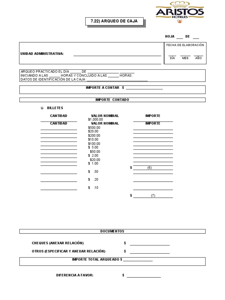 Arqueo de Caja | PDF