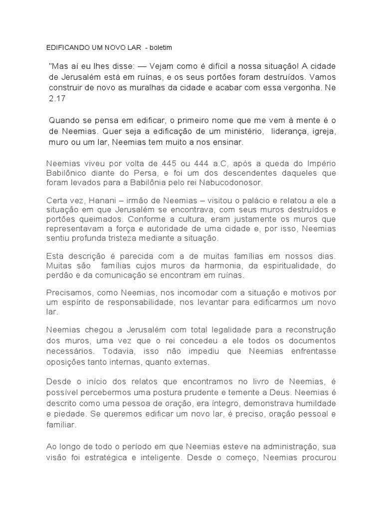 Edificando Um Novo Lar | PDF | Babilônia | Família