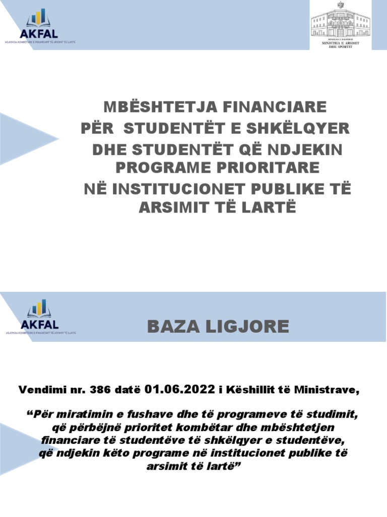 AKFAL, Mbeshtetja Studentore | PDF