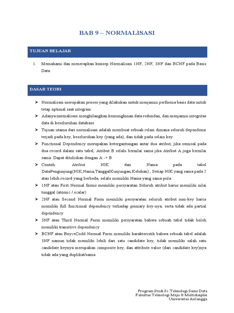 Basis Data Normalisasi | PDF