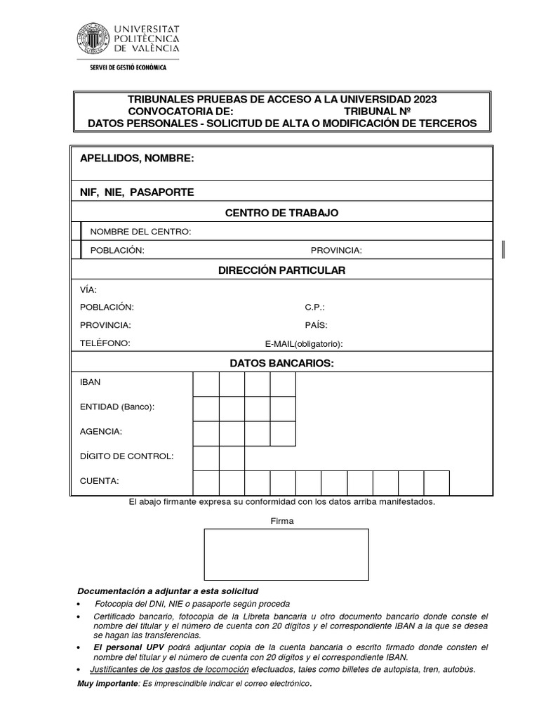 Datos Personales-Alta Tercero | PDF | Derecho