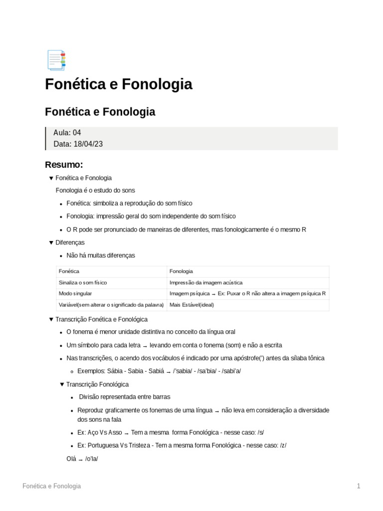 Fonética E Fonologia Pdf Fonema Fonologia