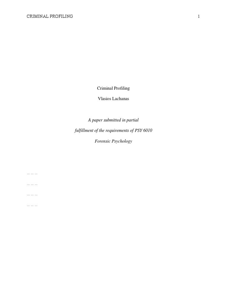 Introduction To Criminal Profiling | PDF | Offender Profiling | Psychology