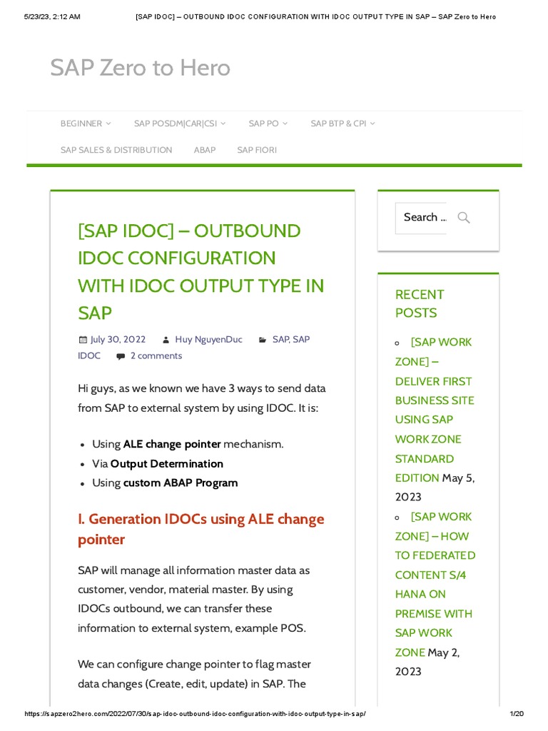 (SAP IDOC) - OUTBOUND IDOC CONFIGURATION WITH IDOC OUTPUT TYPE IN SAP - SAP Zero To Hero ...