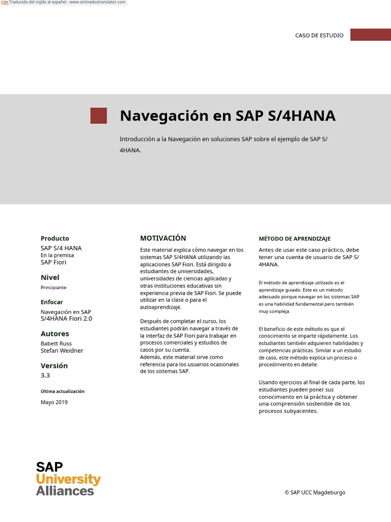 Intro S4HANA Using Global Bike Navigation Course Fiori en V3.3.en - Es | PDF | Software de la ...