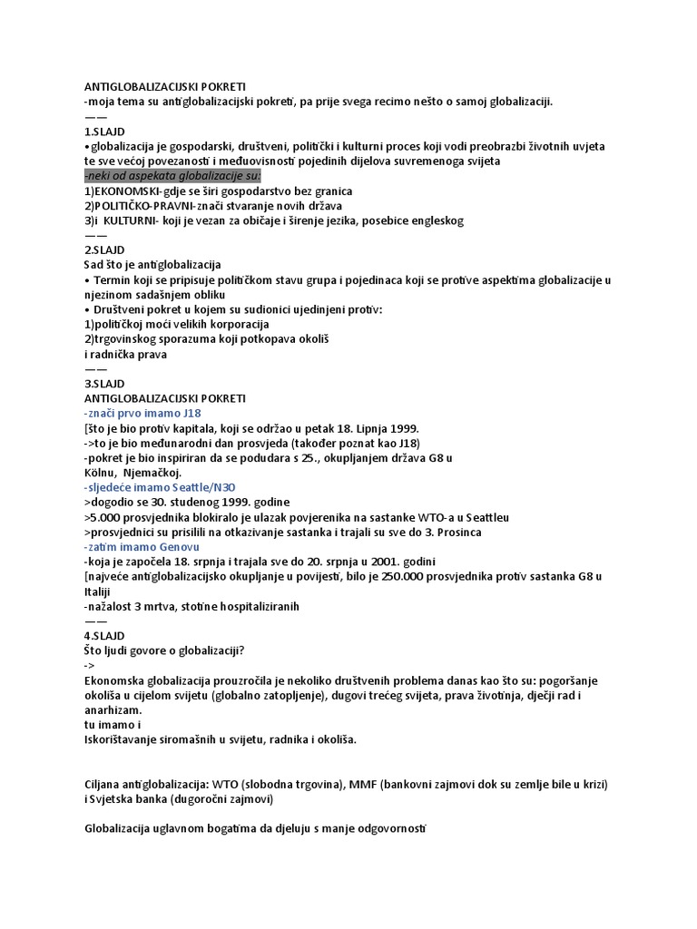 Antiglobalizacijski Pokreti | PDF