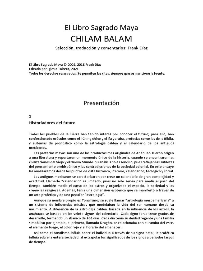 Chilam Balam: El Libro Sagrado Maya | PDF