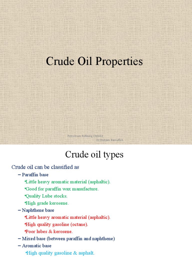 Lecture-3 Crude Oil Properties | PDF | Petroleum | West Texas Intermediate