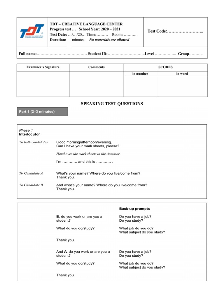 [0014B3]_English Foundation 3_Speaking Test Samples | PDF